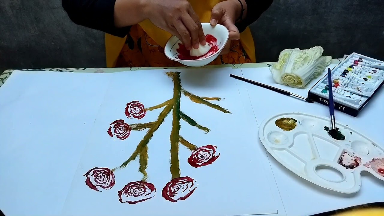 Melukis Bunga Mawar dengan Teknik Mengecap Bonggol Sawi untuk Anak PAUD ...