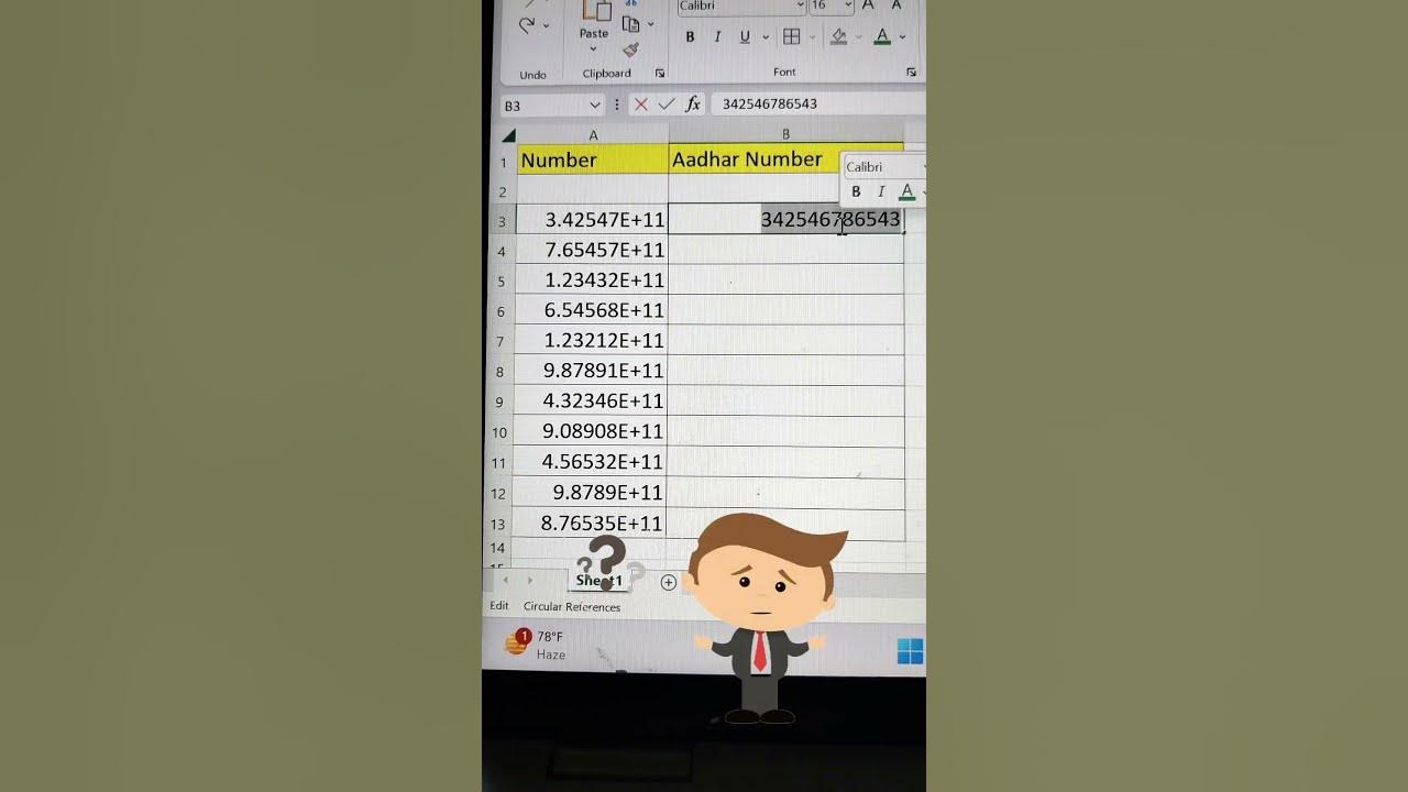 Excel Interview Question | Convert Number Into Aadhar Number | Correct Number Format In Excel # ...