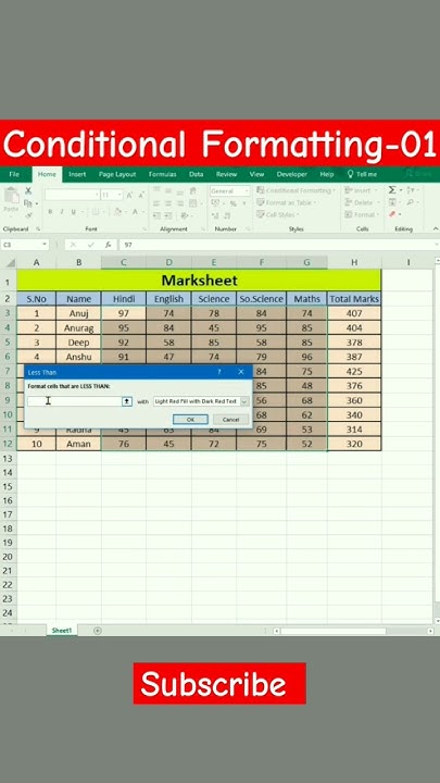 Conditional Formatting Option In MS Excel| #shorts #viral #treanding #excel #computer - YouTube