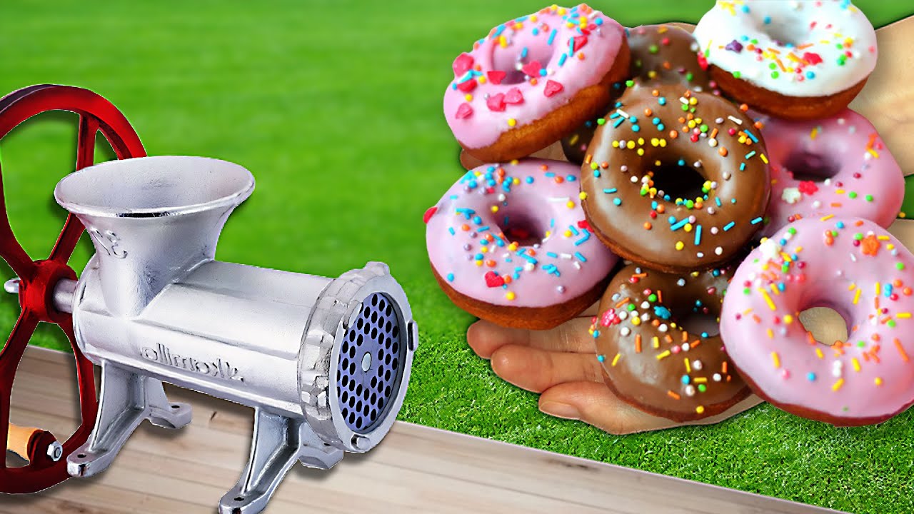 EXPERIMENT DONUTS vs MEAT GRINDER - YouTube