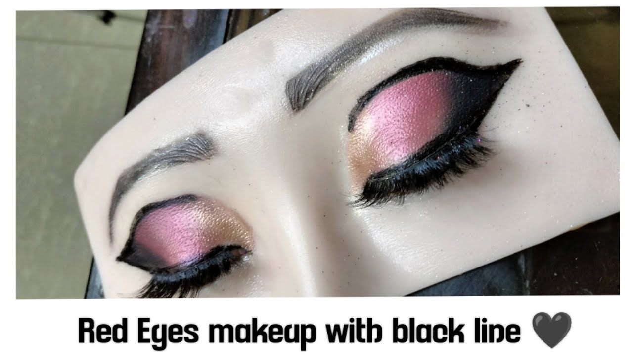 Red eyes makeup with black line 🖤🤩||eye's makeup done by Farah 🫶||Eyes ...