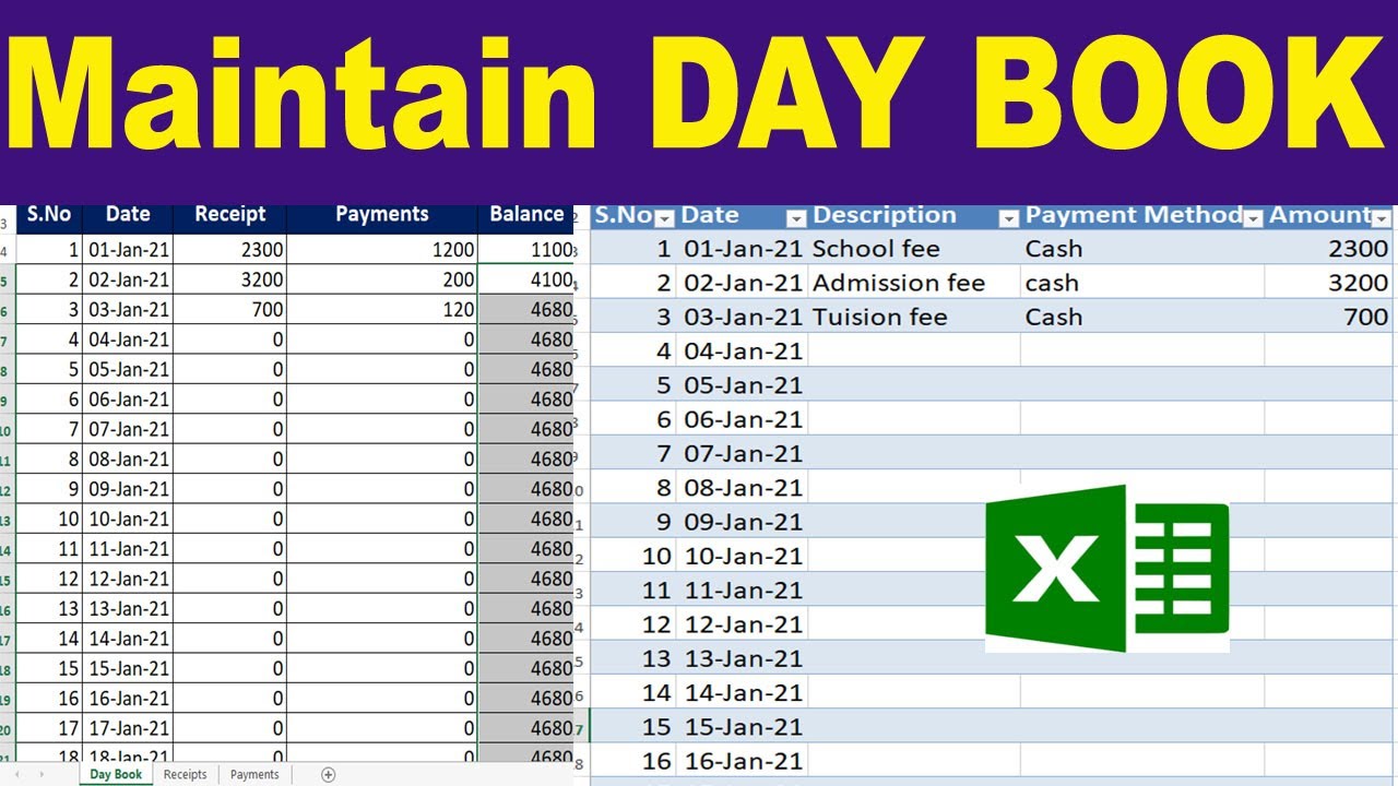How To Maintain Day Book In Excel By Learning Center In Urdu hindi YouTube How To Maintain Day Book In Excel By Learning Center In Urdu hindi YouTube