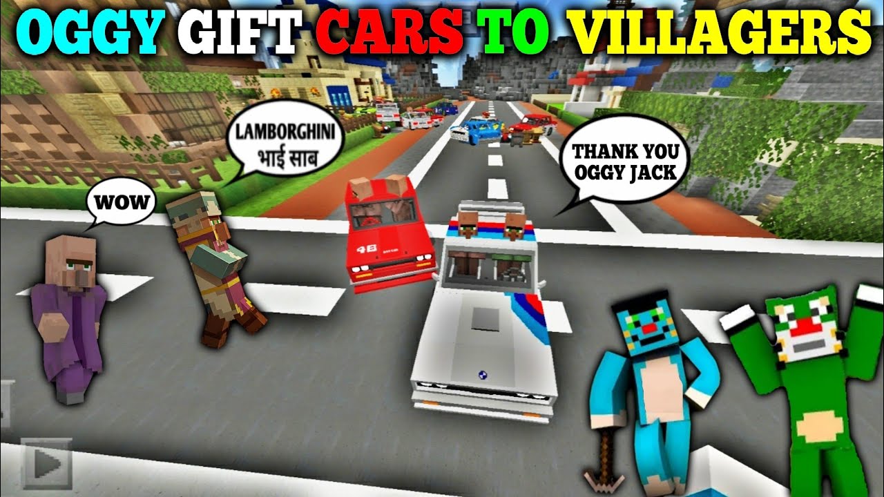 Minecraft | Oggy Gift Expensive Cars To Villagers With Jack || Oggy ...