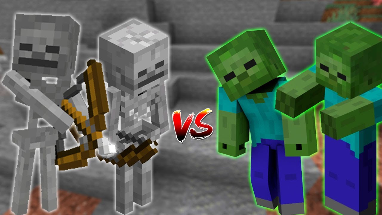 SKELETON VS ZOMBIE IN MINECRAFT - YouTube