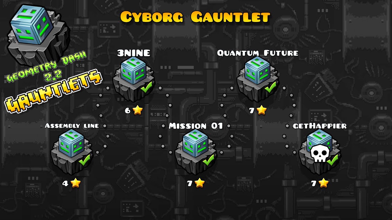 Cyborg Gauntlet - All Levels (All Coins + Rewards) | Geometry Dash 2.2 ...