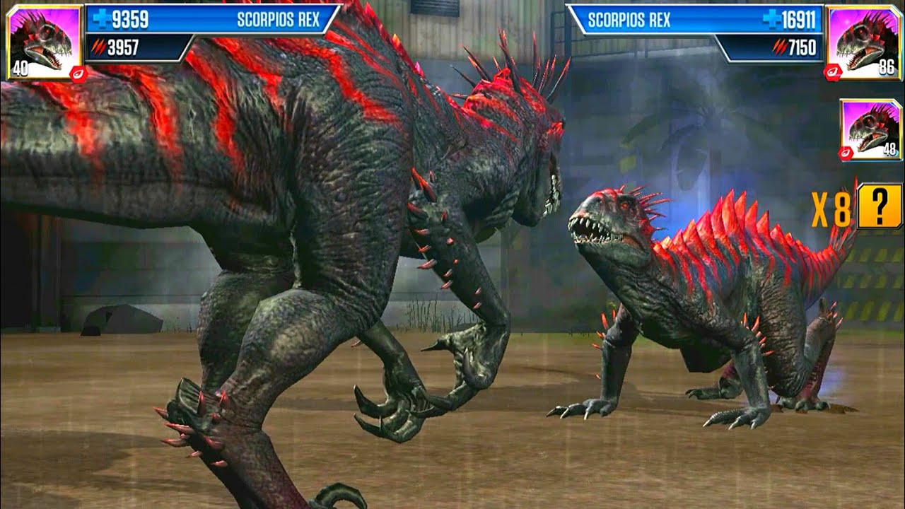 SCORPIOS REX VS SCORPIOS REX (DEFEAT 9 OPPONENTS) | JURASSIC WORLD THE ...