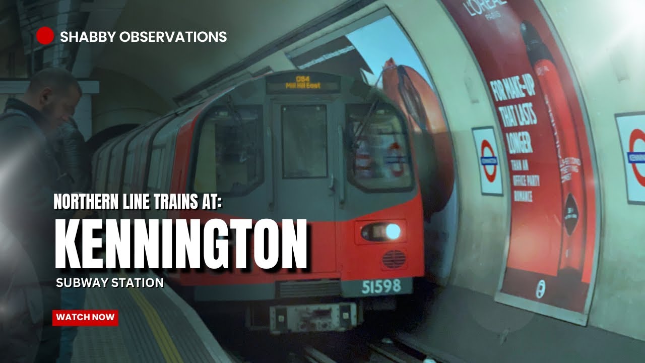 Northern Line Trains at Kennington & Ride to Battersea Power Station ...