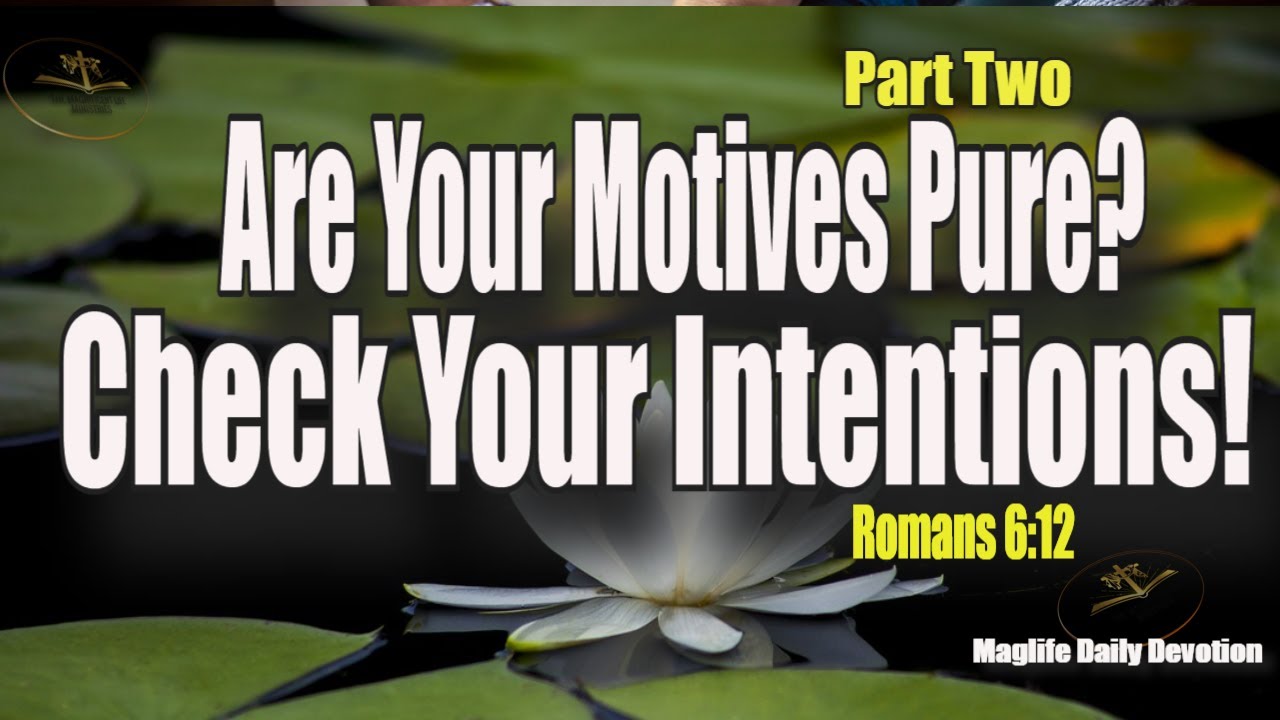 Are Your Motives Pure? Check Your Intentions! Part Two |Magnificent ...