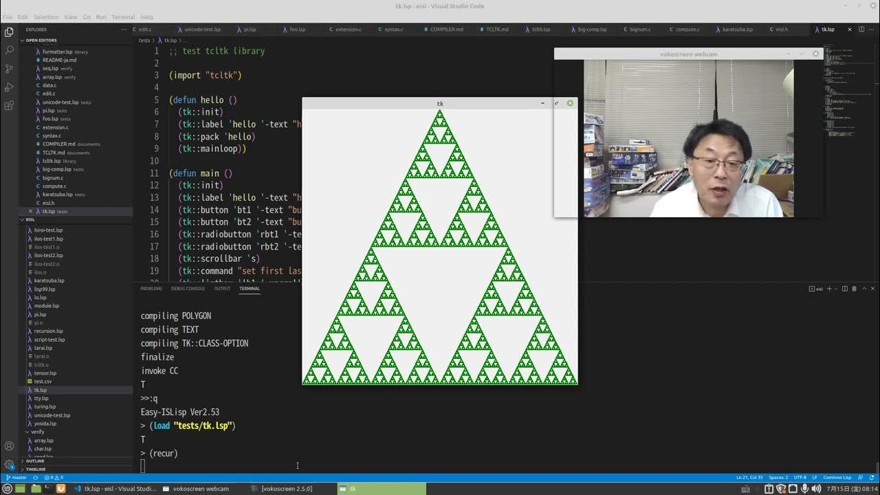 Introduction of TCLTK library in Easy-ISLisp. Sierpinski gasket - YouTube