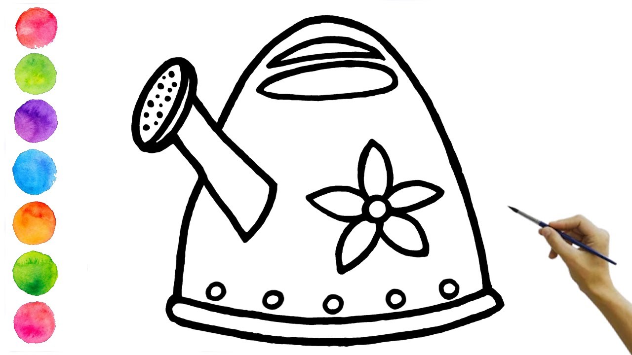 WATERING CAN Drawing and Coloring For Kids And Toddlers I How To Draw A ...