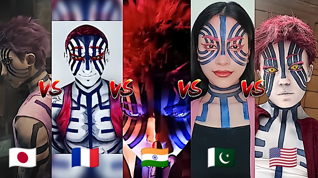 Akaza Live Action- Japan Vs France Vs India Vs Pakistan Vs America ...