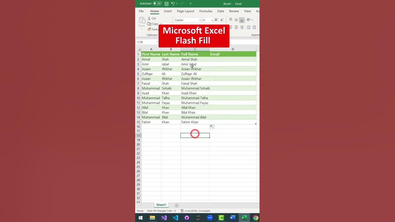 Flash Fill In Microsoft Excel For Computer Users Excel Exceltech Youtube