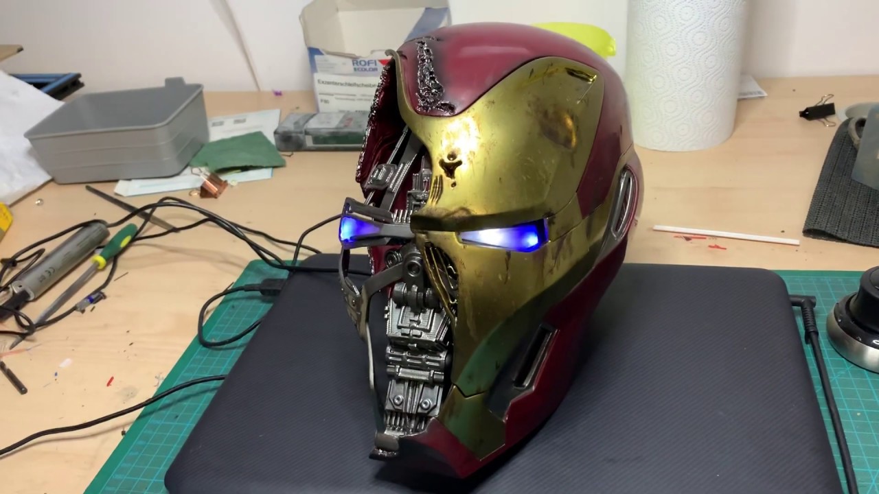 Review Iron Man damaged MK50 Helmet Avengers Endgame - YouTube