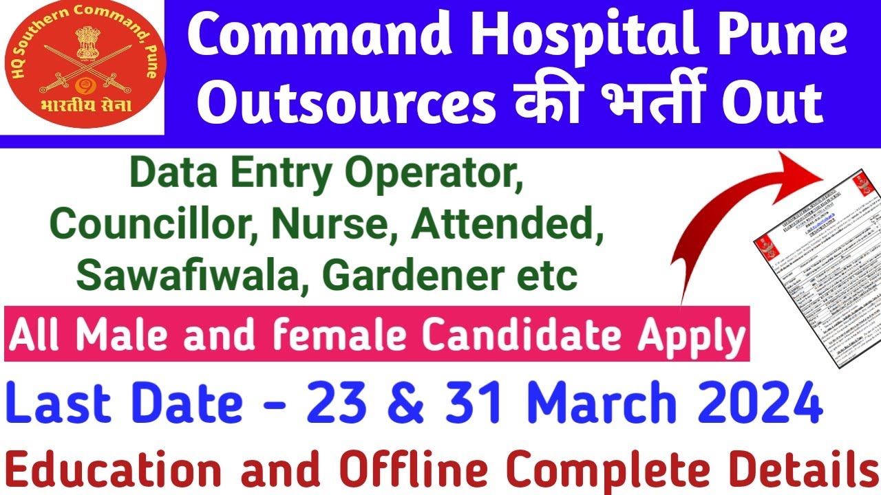 Army Command Hospital Pune Outsources Recruitment 2024 Out|AFMC Pune ...