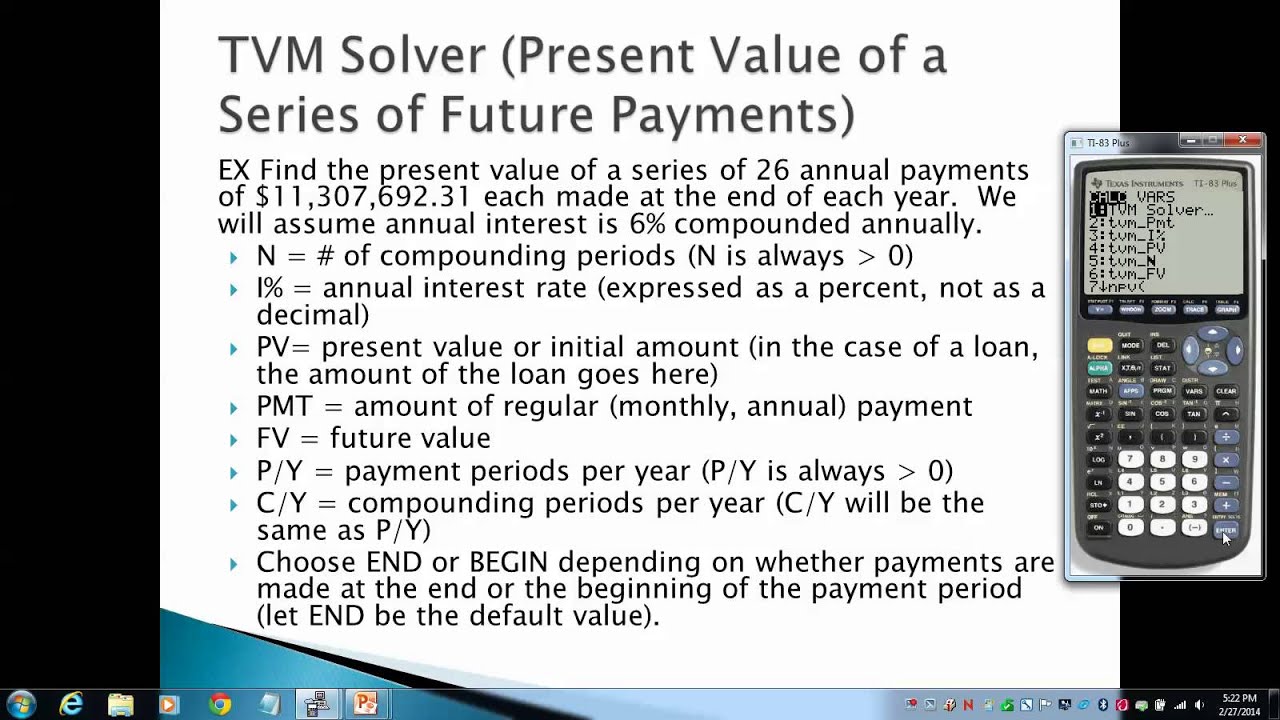 TVM Solver (Present Value of a Series of Future Payments) TIU Math Dept ...