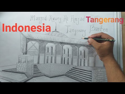 how to draw mosque||masjid agung al amjad Tangerang - YouTube