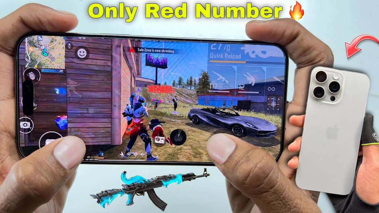 iPhone 15 Pro Max free fire gameplay test 1 vs 4 2 finger handcam m1887 ...