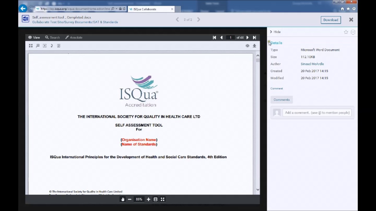 ISQua Collaborate V4 - Using the Home Page & Tabs - for Surveyors - YouTube