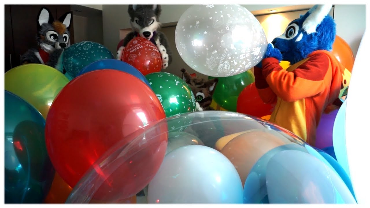 Four Furries Blow to Pop Balloons! - YouTube