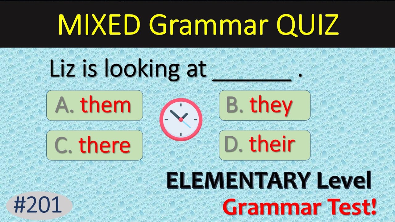 Grammar Quiz: Elementary Level Test- Beginner | Basic English Question ...
