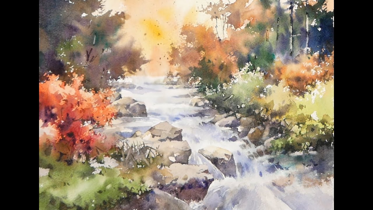 Landscape Watercolor - Valley Autumn (wet-in-wet, Arches rough) NAMIL ...