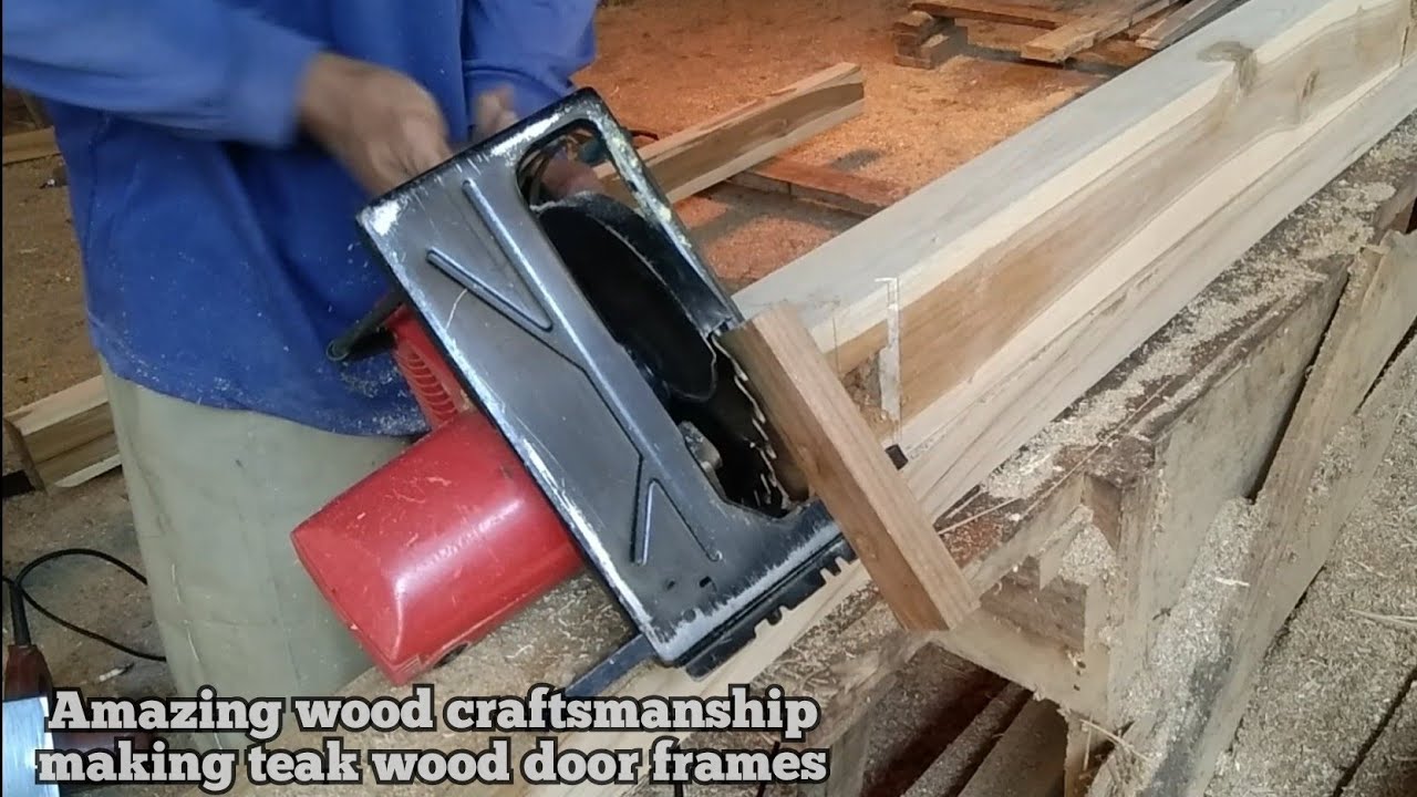 Cara membuat kusen kayu prostek //make a wooden door frame - YouTube