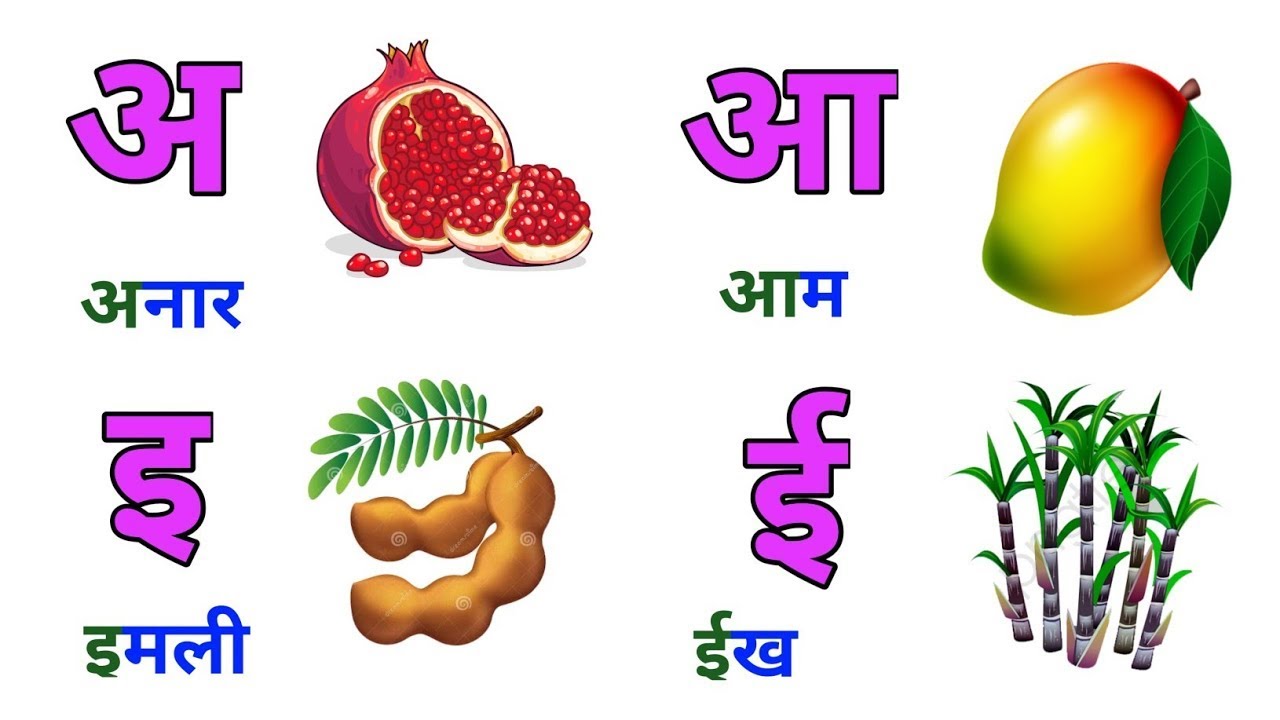 अ से अनार, आ से आम,Hindi varnamala, अआइईउऊ, हिंदीस्वरव्यंजन,क से कबूतर ...