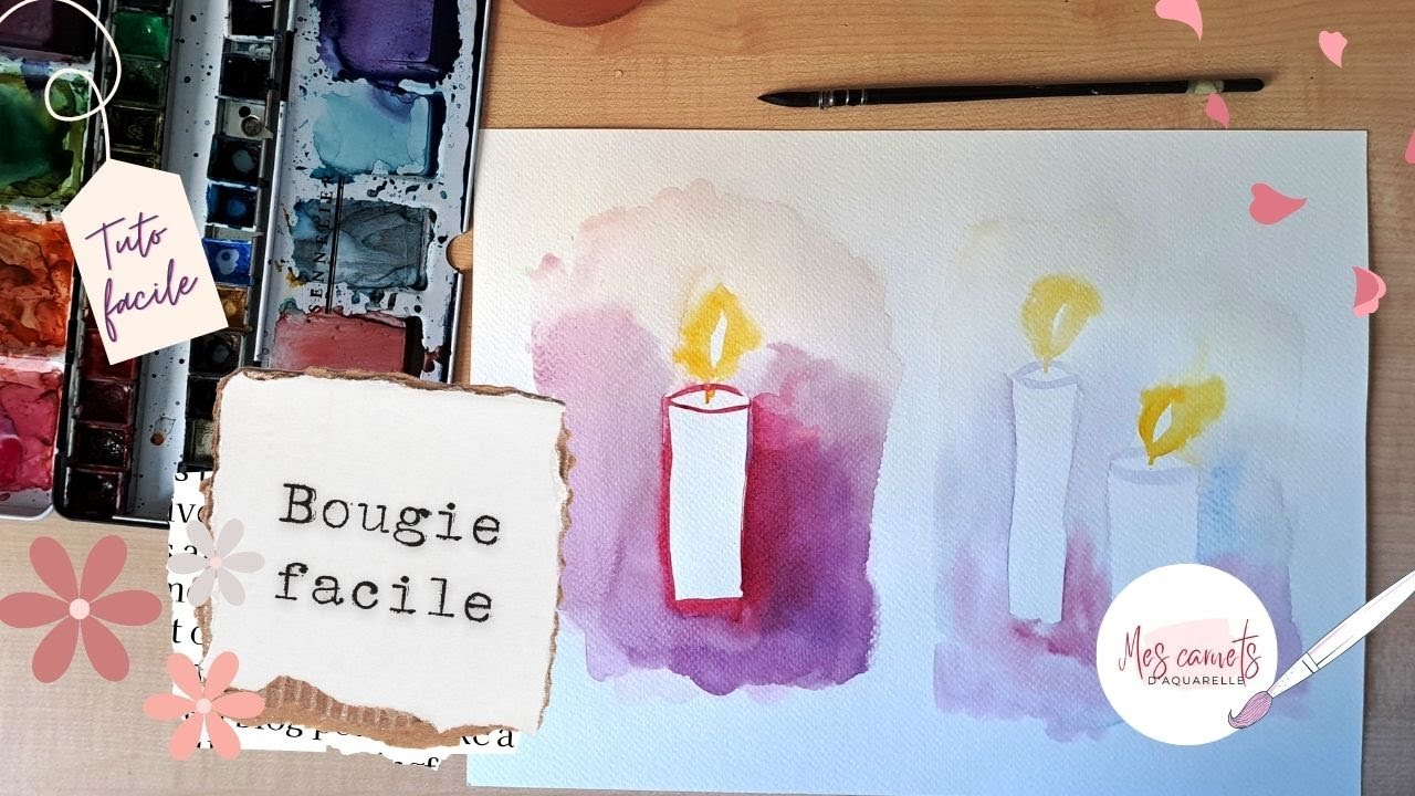 Peindre une bougie - tuto aquarelle facile - YouTube