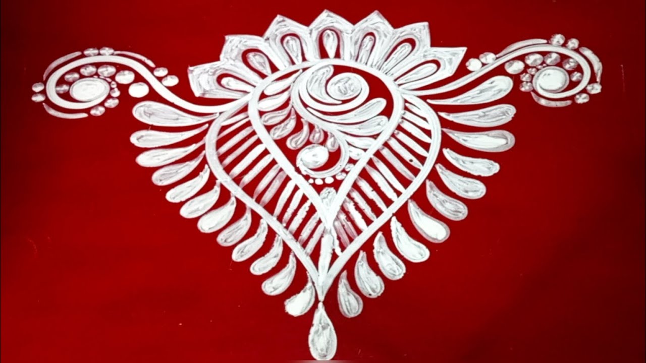 Easy alpona design for Laxmi puja/how to make beautiful alpona/simple ...