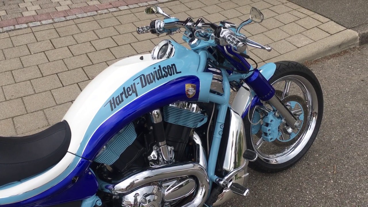 Harley Davidson V Rod Custom 2006 Porsche Blau - YouTube