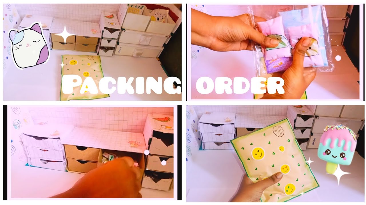 🌺 packing order squishy paper (Fake) 🧚#packing #order #squishy📦 - YouTube