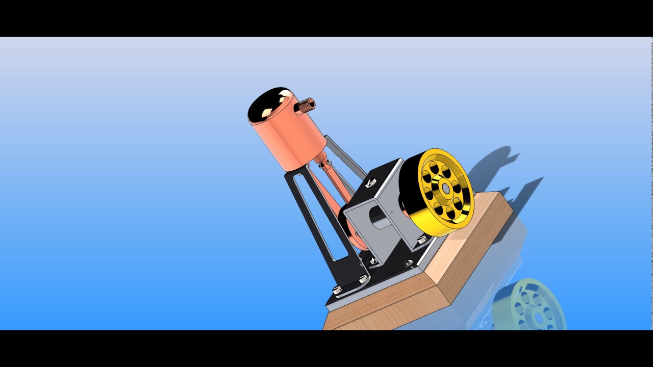 One Lunger Steam Engine Solid Works 2016 Assembled - YouTube