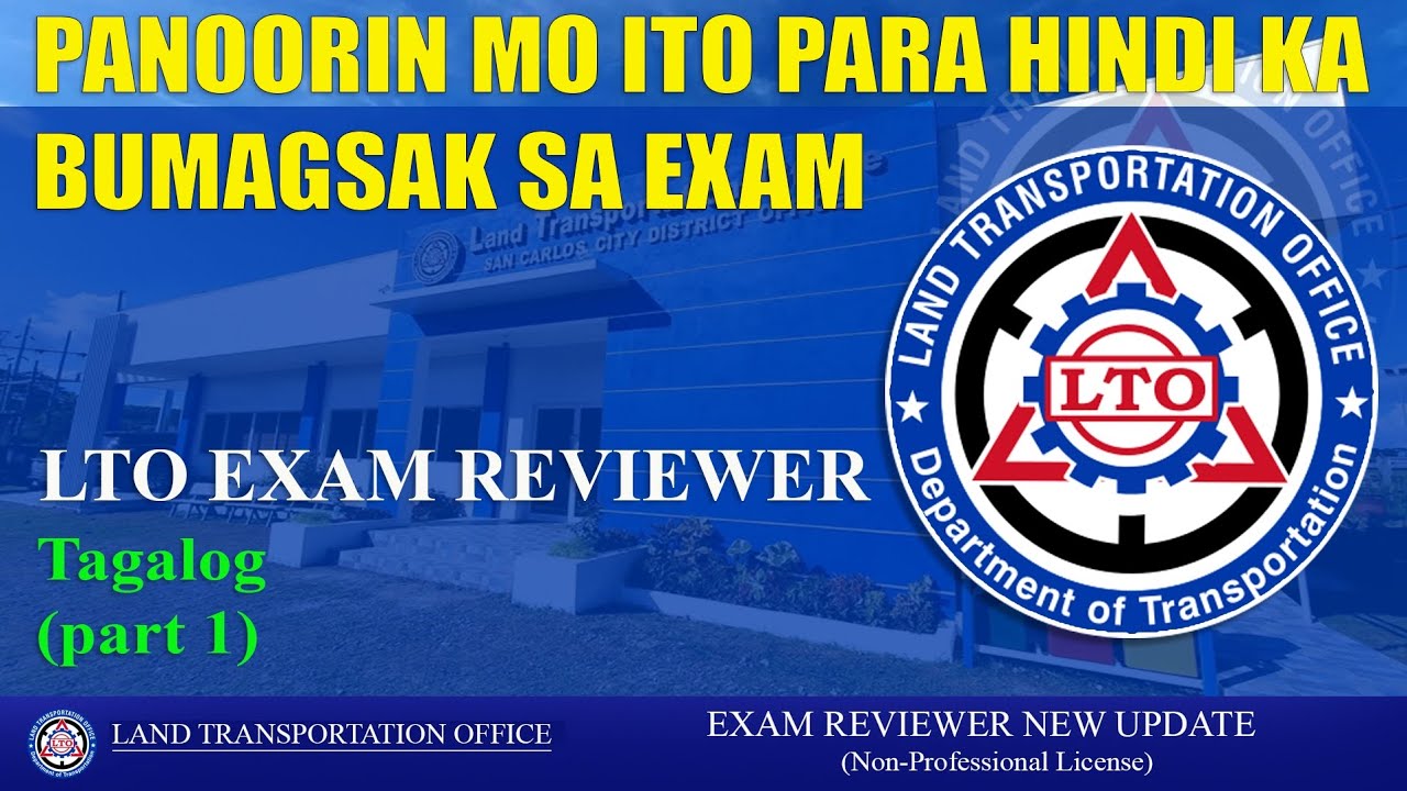 LTO EXAM,FOR NON-PROFESSIONAL DRIVER'S LICENSE REVIEWER TAGALOG VERSION ...