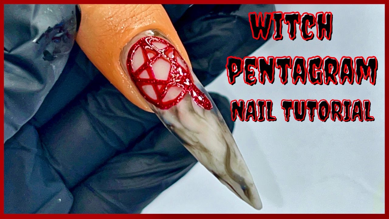 Matte Smokey Witch Nails | Pentagram Nail Art Tutorial | Halloween Nail ...