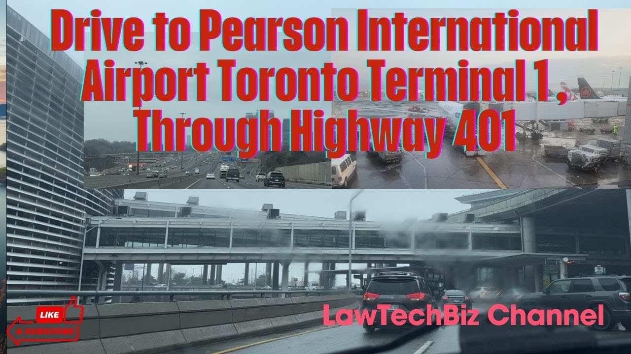 Pearson International Airport Toronto via Highway 401 in Foggy and ...