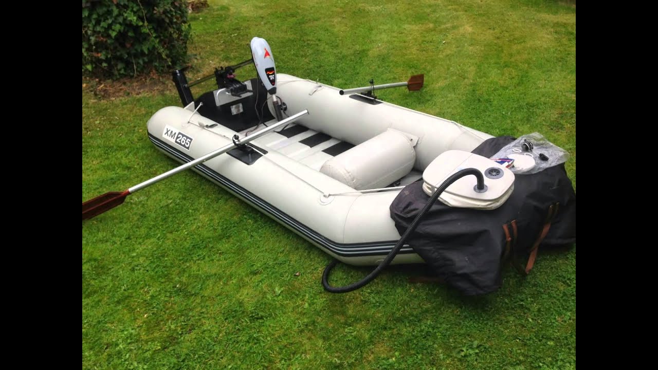 8ft inflatable boat with electric outboard - YouTube