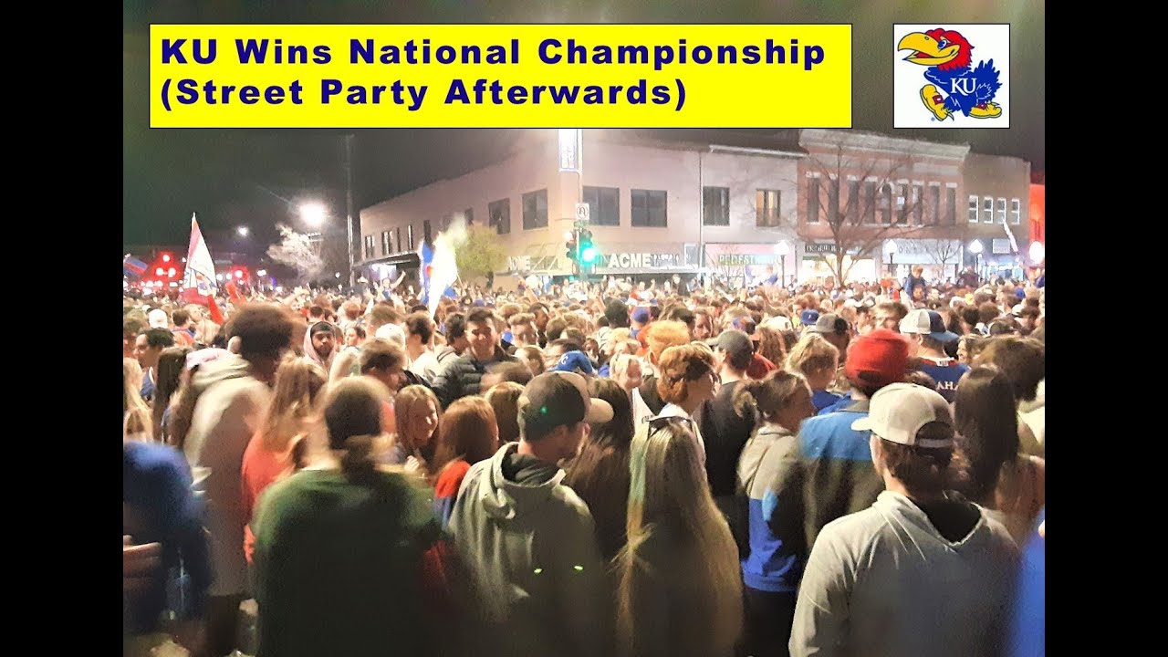 Party on Massachusetts Street after KU wins the 2022 Final Four ...
