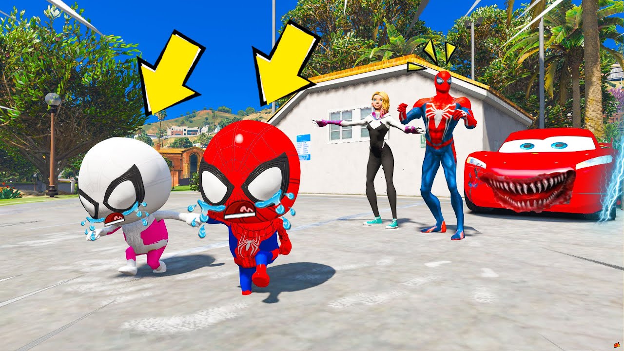 HOMEM ARANHA PEG0U O BEBÊ ARANHA E A GWEN ESCONDIDOS COM O CARRO ...