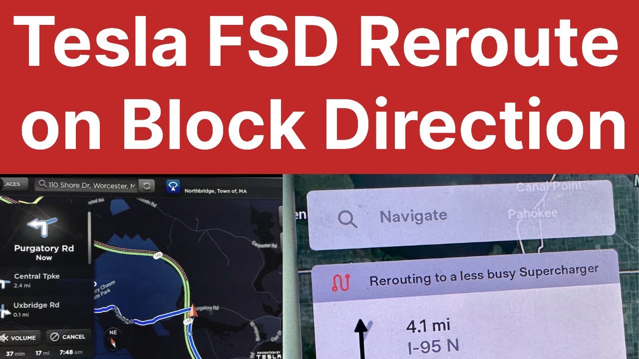 Tesla FSD Reroute on Block Direction Supervised v12.5.1.3 - YouTube