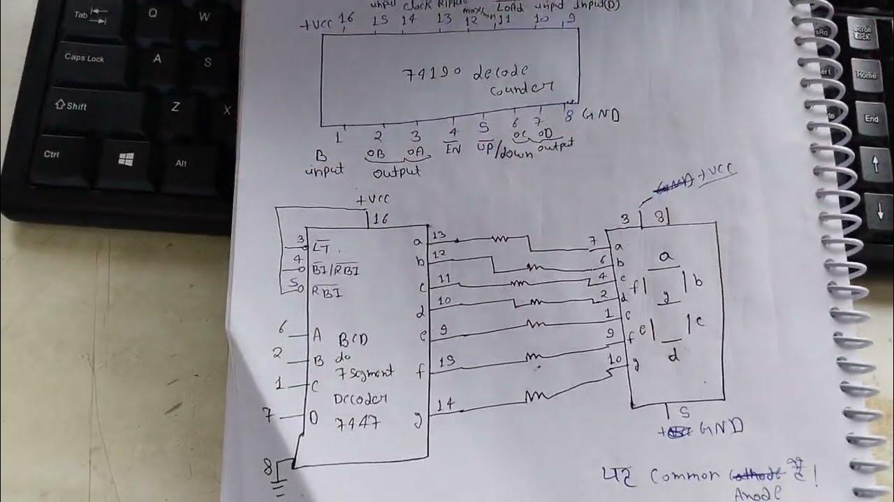 simulation software 7 segments decade counter IC 74190 practical digital electronics machine ...
