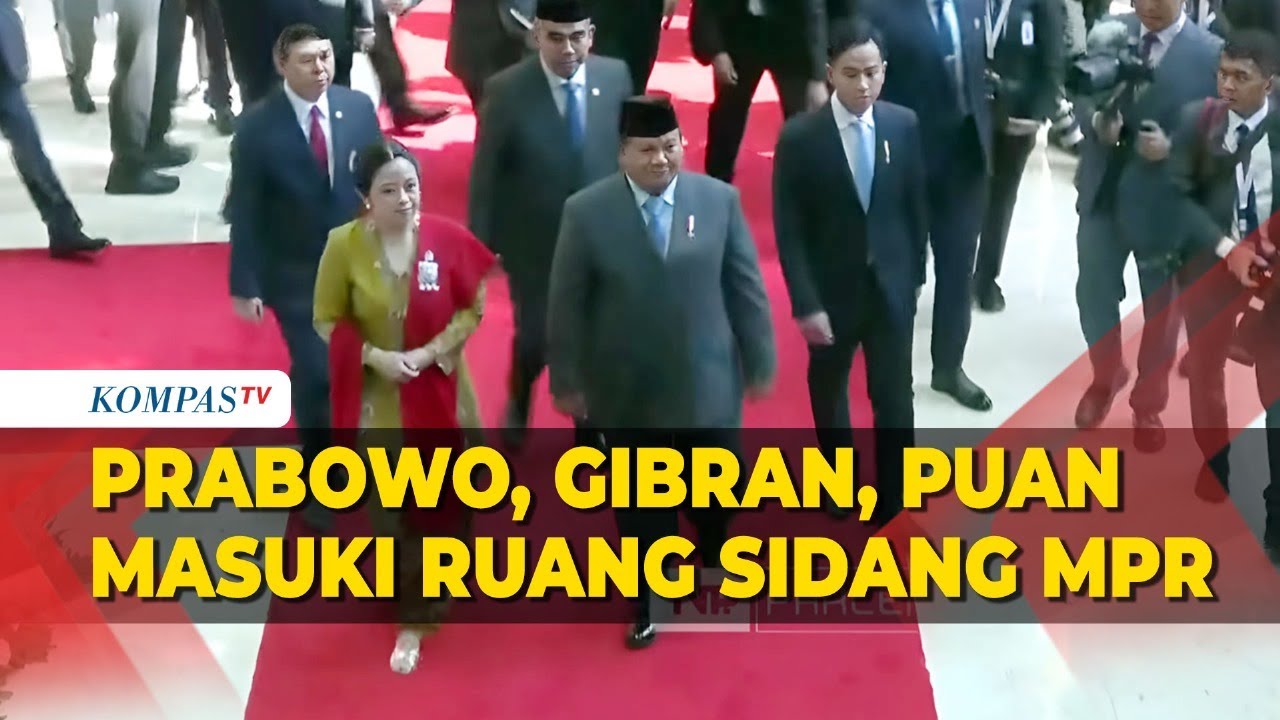 Momen Kompak Prabowo, Gibran hingga Puan Masuki Ruang Sidang Tahunan MPR - YouTube