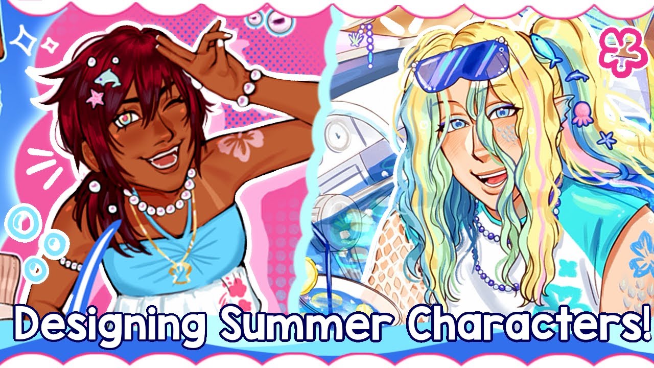 Designing SUMMER Themed Characters!!! (art + speed paint, character ...