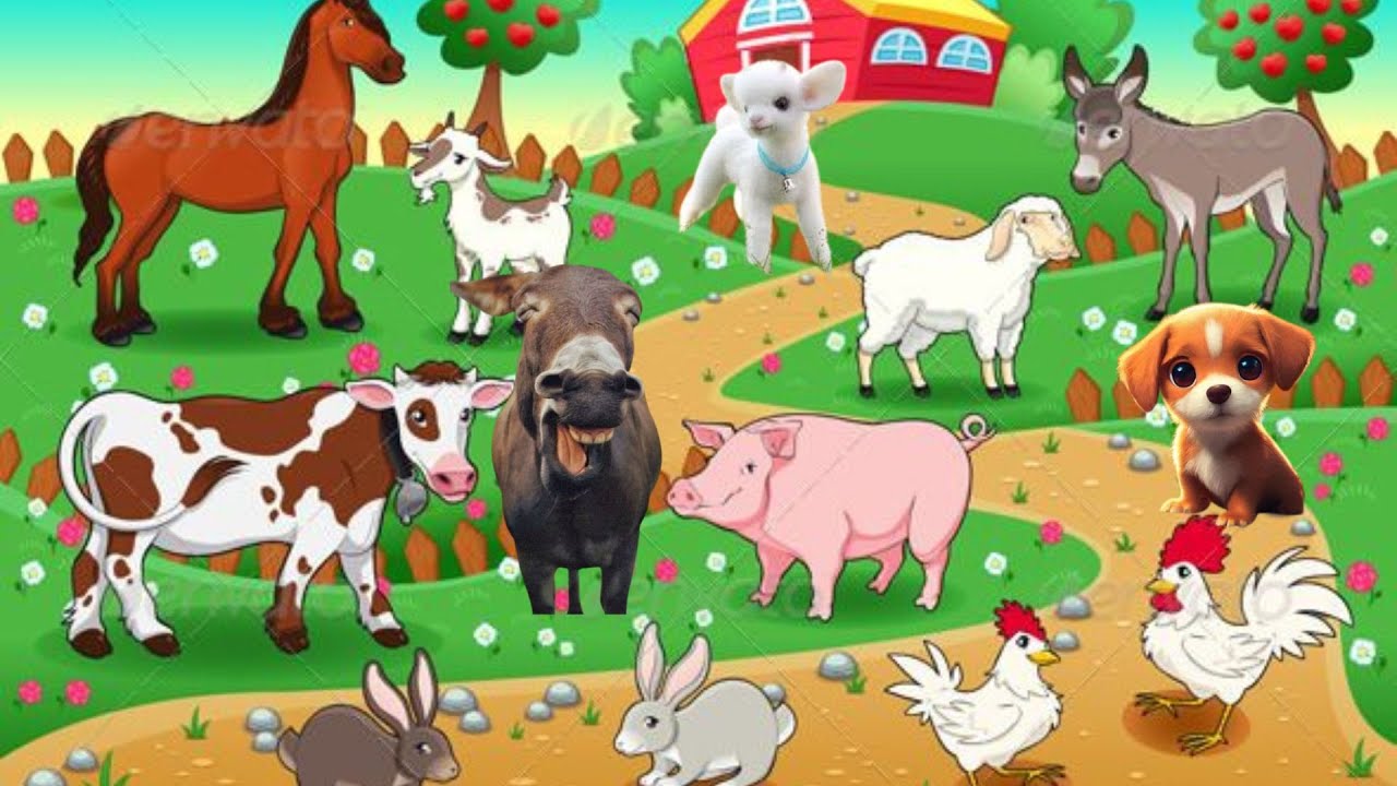 Bustling Farm Animals & their sounds: Cow, Horse, Sheep, Goat, Pig ...
