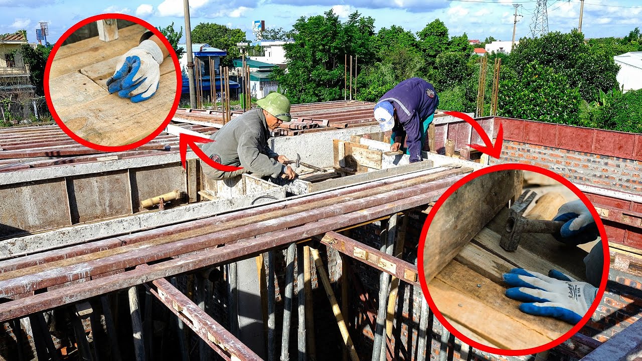We install the formwork for the second floor slab and beams | Building ...
