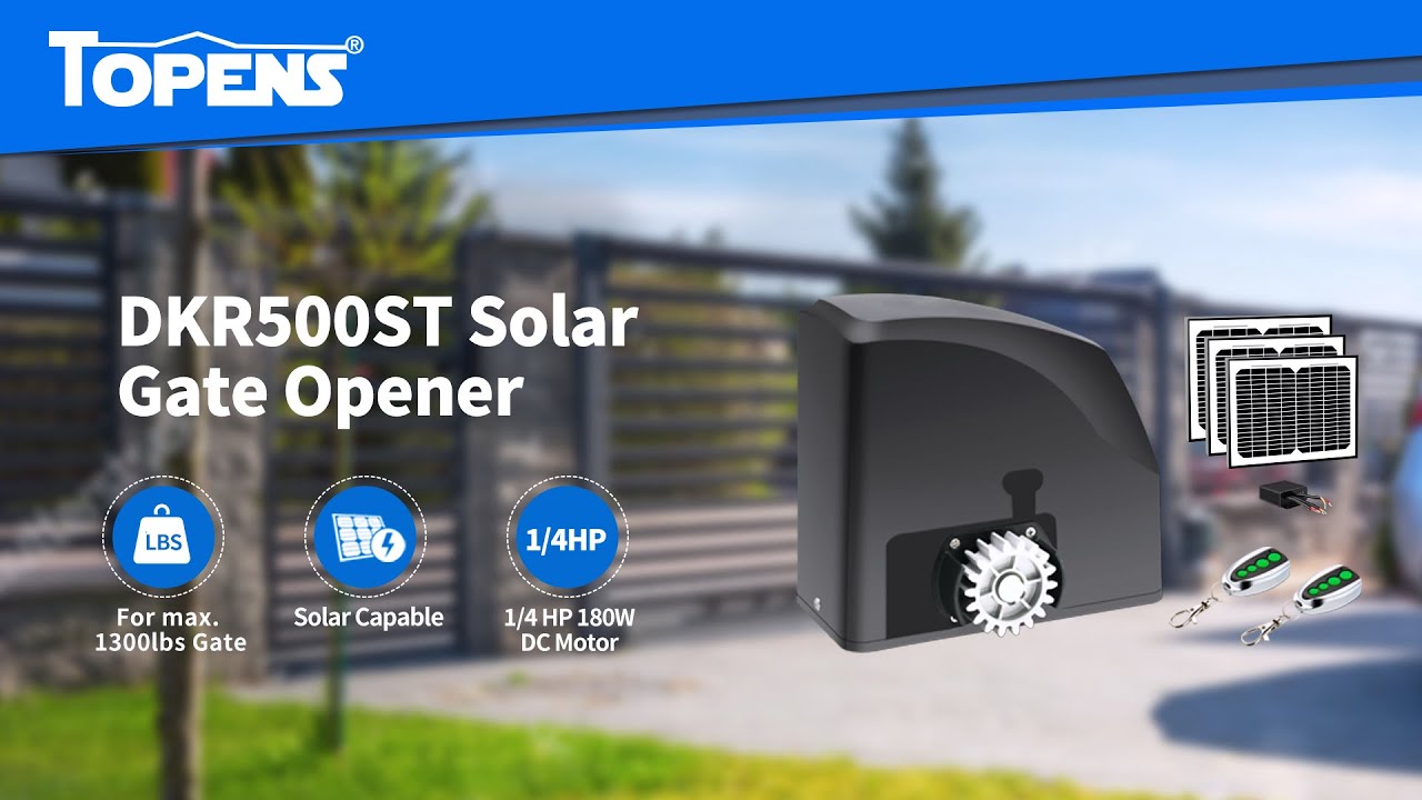TOPENS DKR500ST Solar Automatic Sliding Gate Opener - YouTube