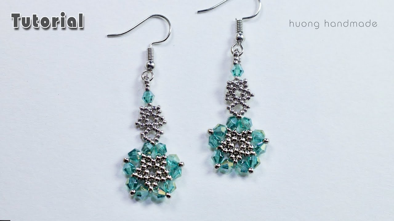 Bicone beaded earrings || How to make earrings || Jewelry making ...