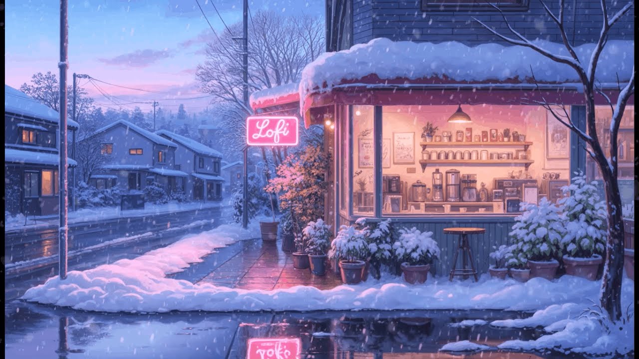 Cozy Corner Coffee Café in Snow ️ Lofi Music for Study, Work & Late ...