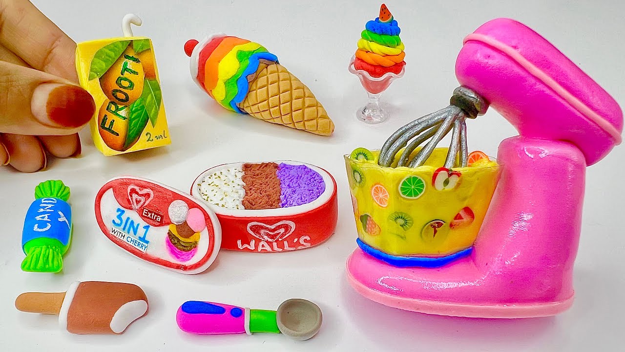 DIY How To Make Clay Miniature Realistic Foods, Milkshake, Ice Cream ...
