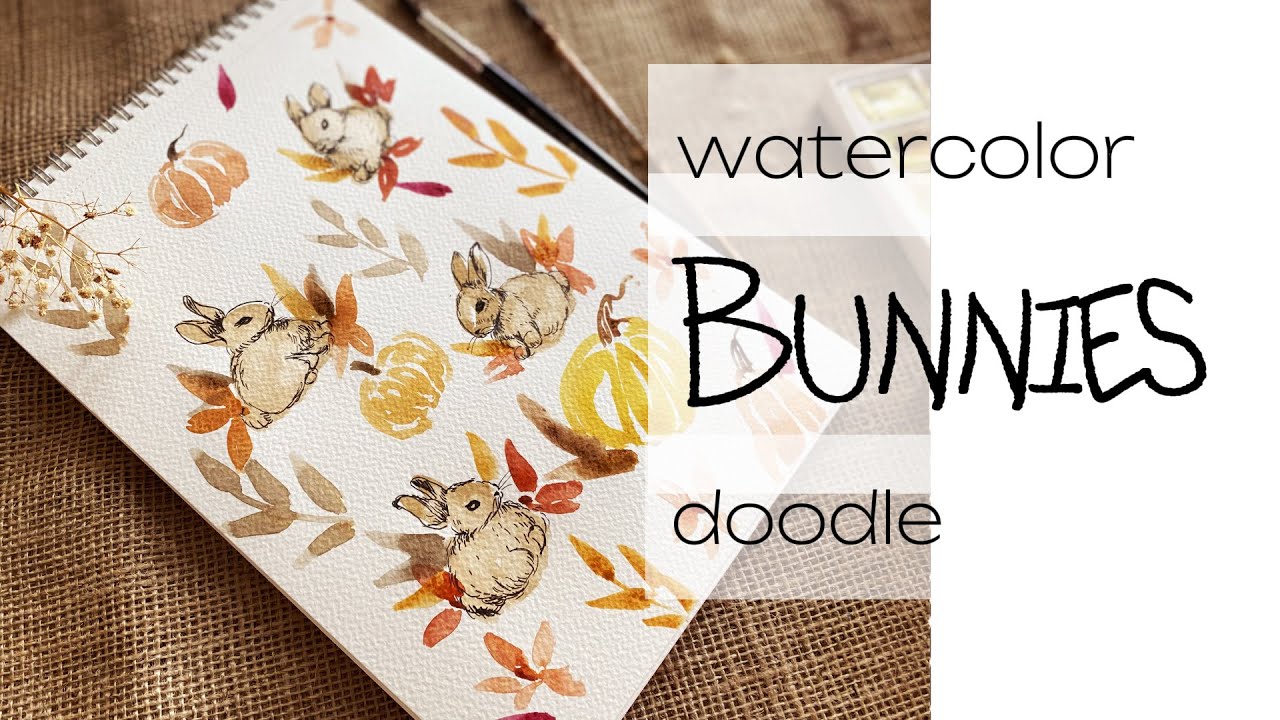 Easy Watercolor Bunnies Doodles for Beginners - YouTube