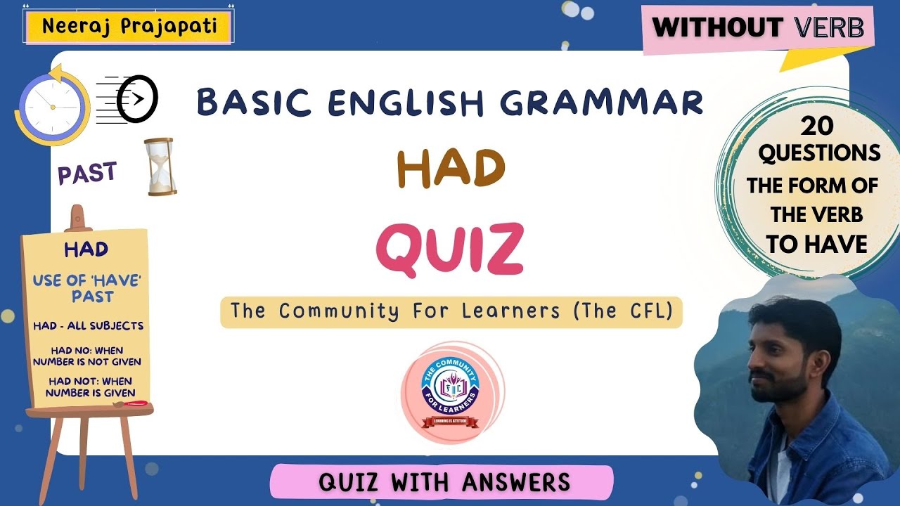 Had Quiz | Basic English Grammar | Had का सही Use | Without Verbs | By ...